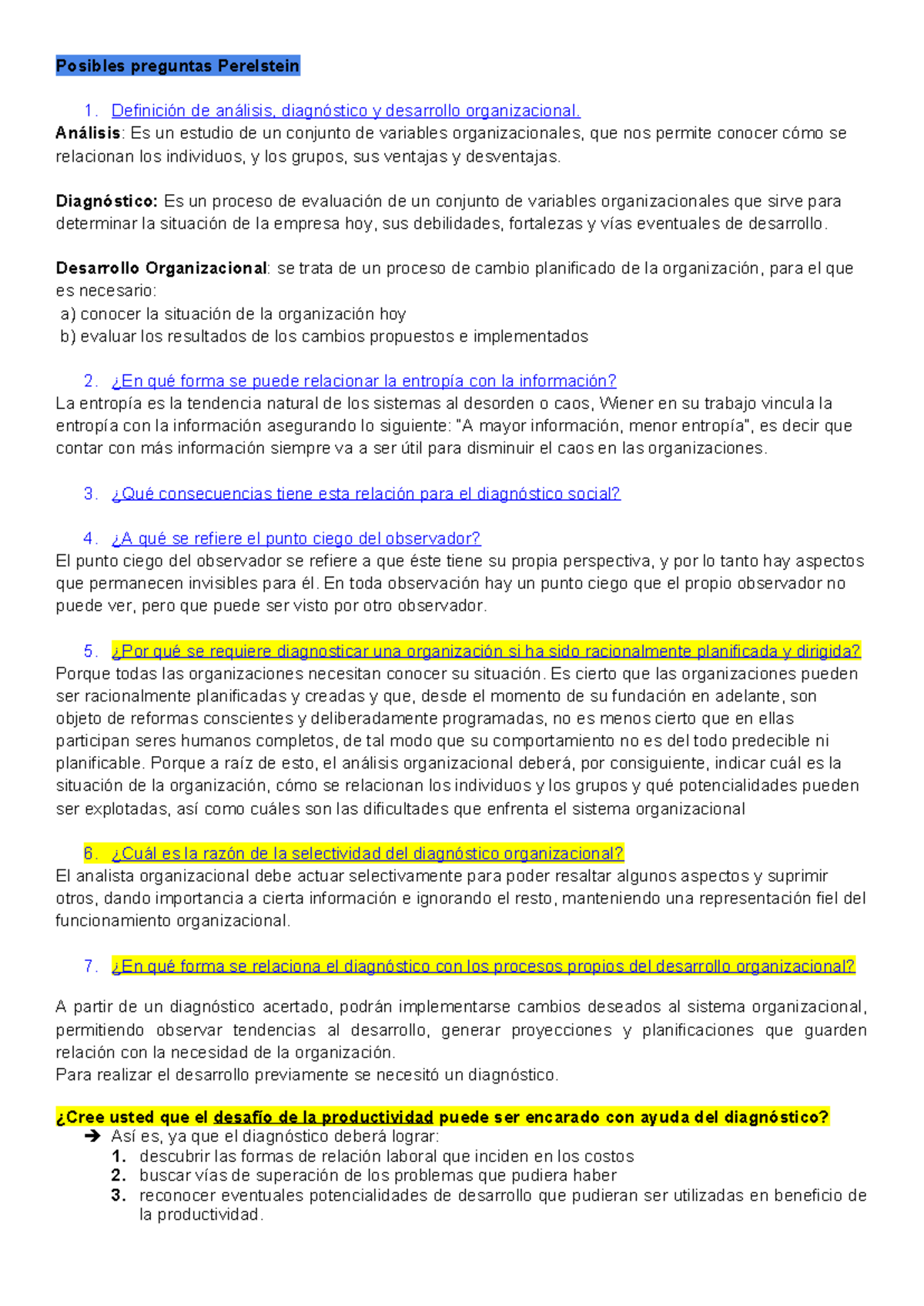 Preguntas 1° parcial - Posibles preguntas Perelstein 1. Definición de ...