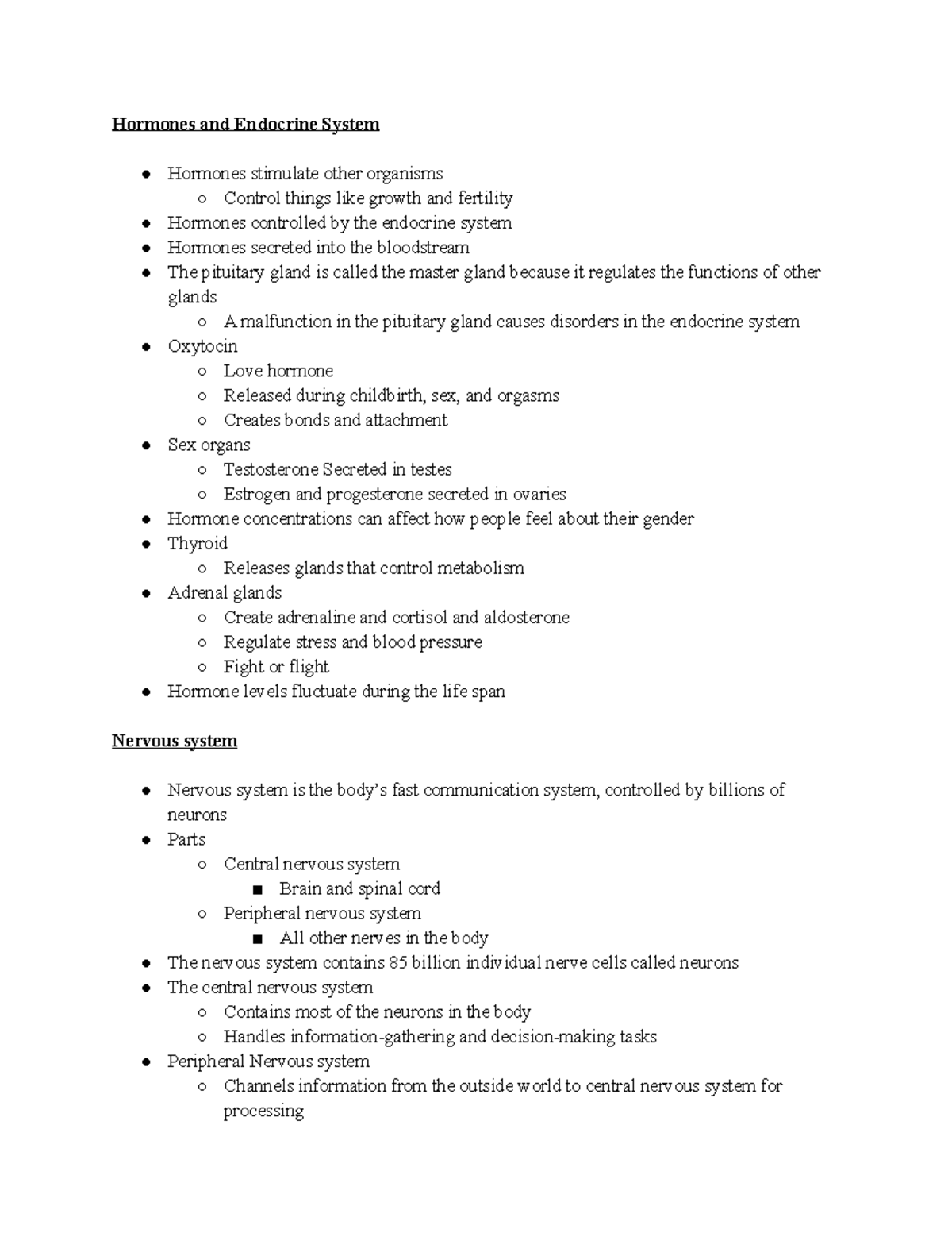 Chapter 2 Notes - Hormones and Endocrine System Hormones stimulate ...
