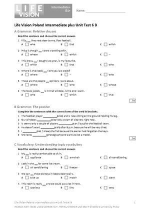 Lif vis pol intp unit 6a answer key - Life Vision Poland Intermediate ...