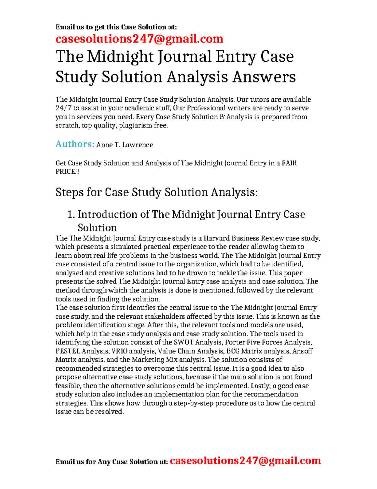 SOLUTION The Midnight Journal Entry - casesolutions247@gmail The Midnight Journal Entry Case ...