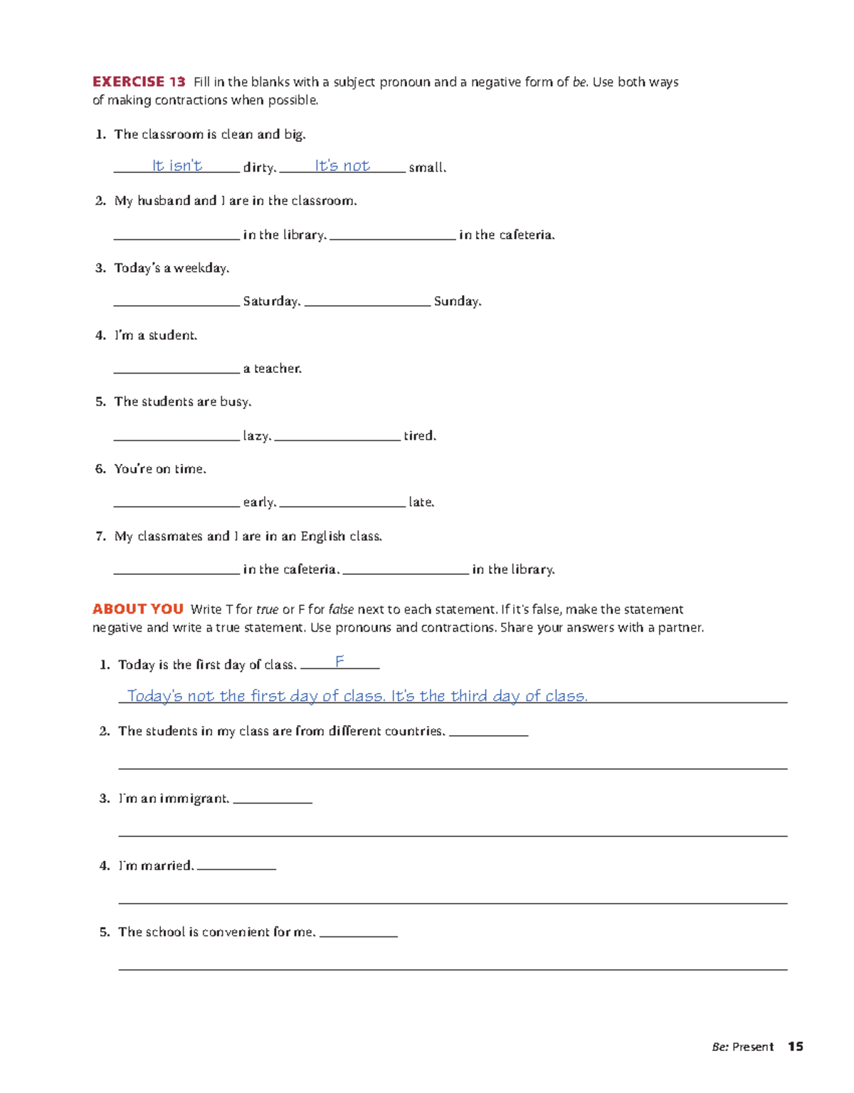 Grammar in Context - 1, Seventh Edition-32-63 - EXERCISE 13 Fill in the ...
