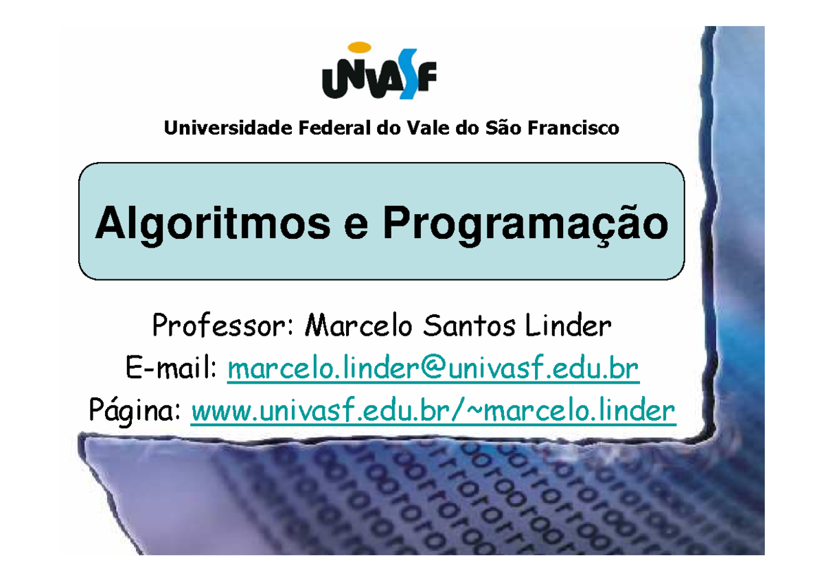 Aula1 - aLGORITMOS - Algoritmos e Programação - Studocu