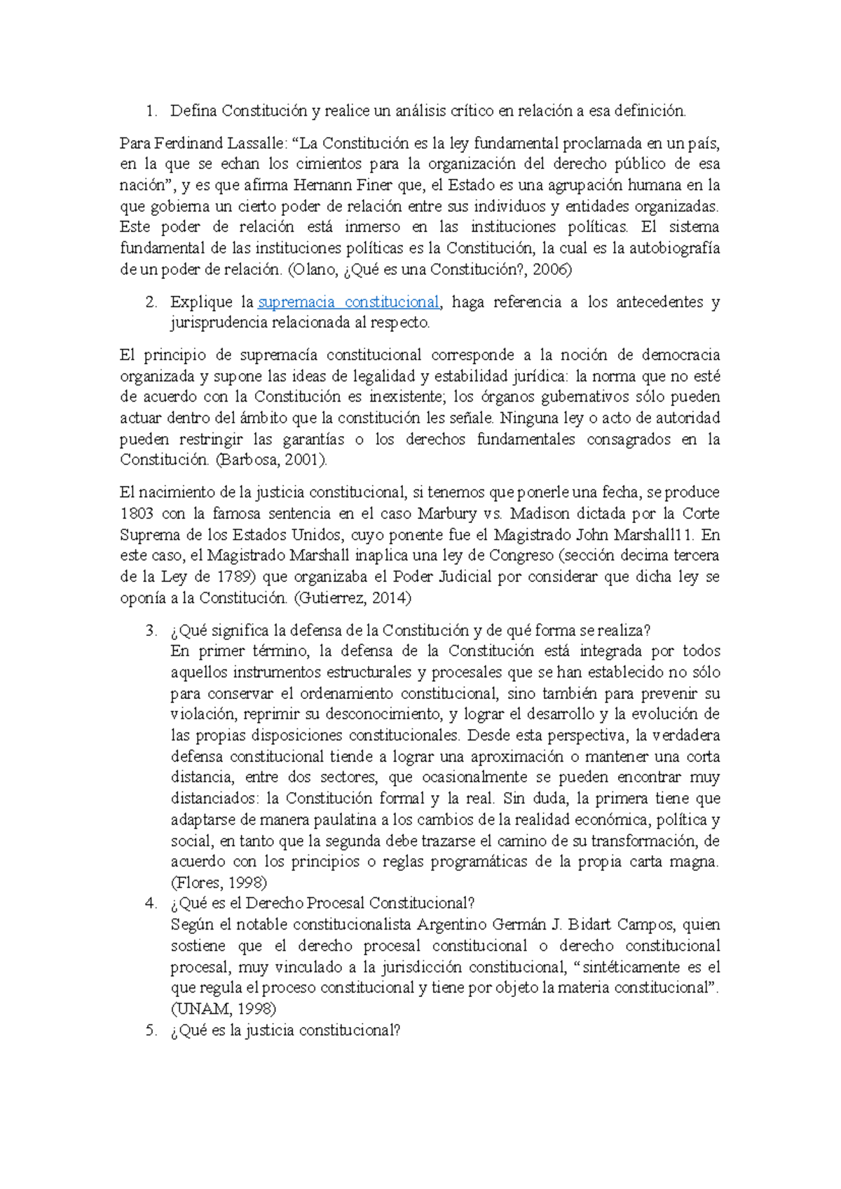 Justicia constitucional alex - 1. Defina Constitución y realice un ...