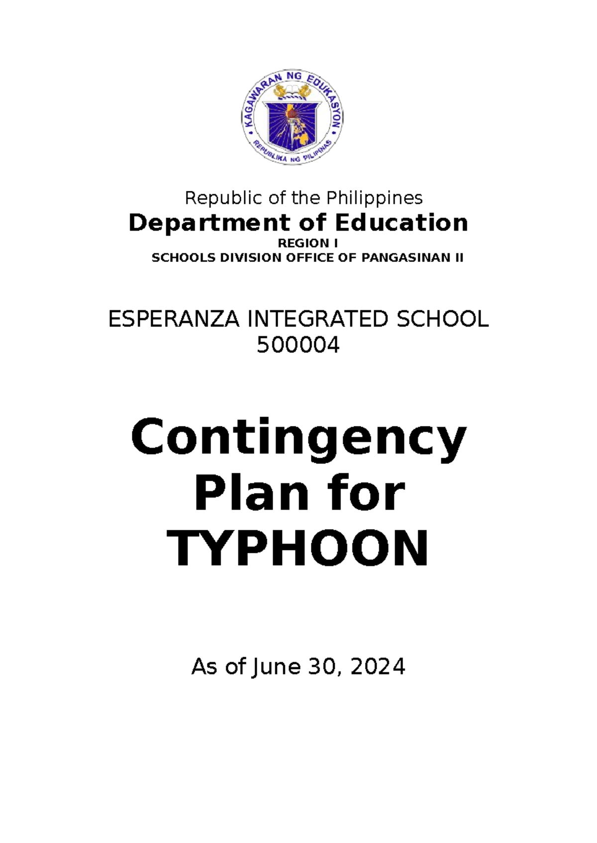 Con Plan FOR FIRE - contingency plan - Republic of the Philippines ...