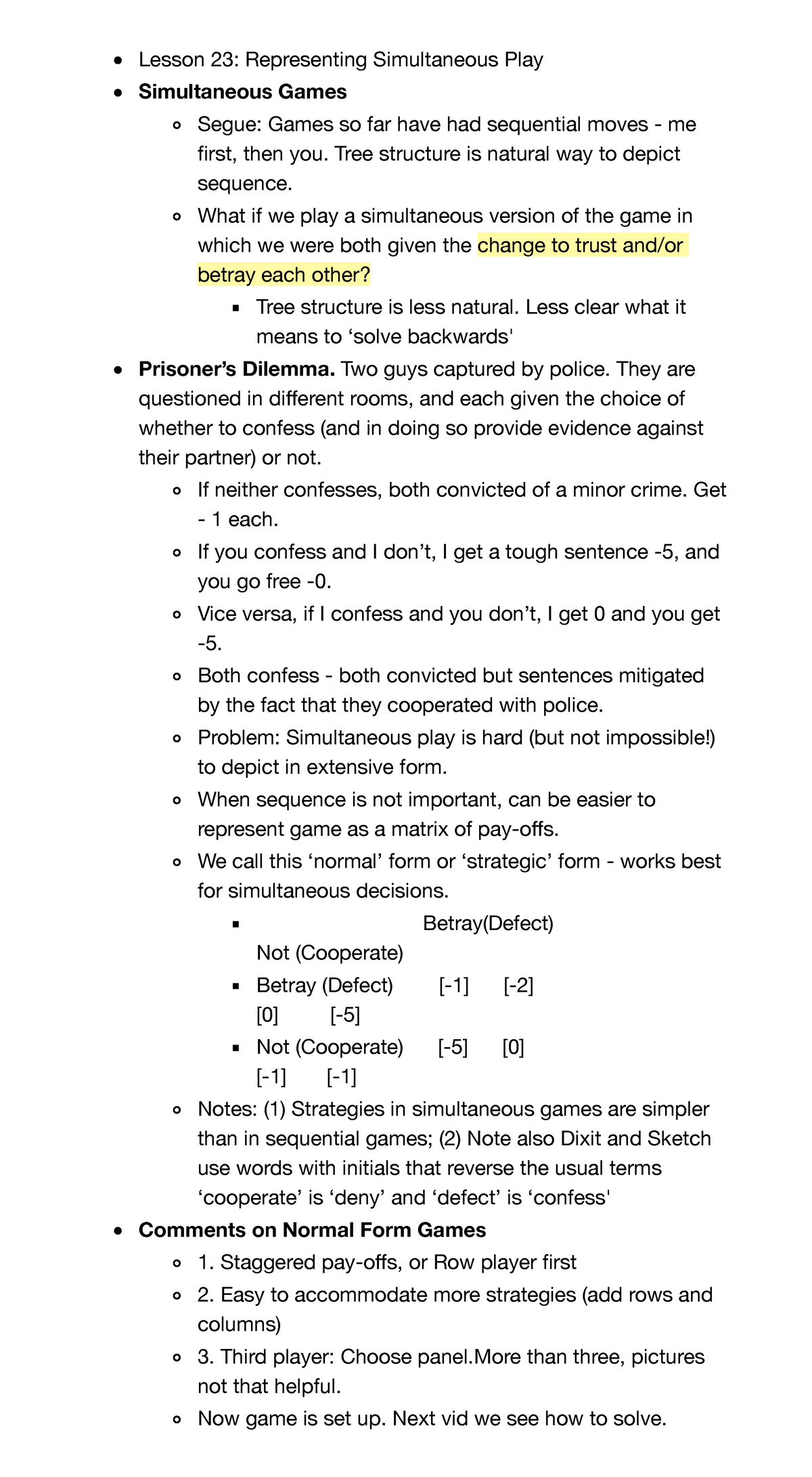 Unit 07- Lesson 23- Representing Simultaneous Play -POST Midterm 1 ...