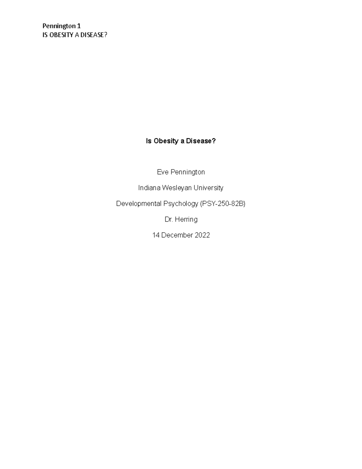 Is Obesity a Disease Research Paper - IS OBESITY A DISEASE? Is Obesity ...