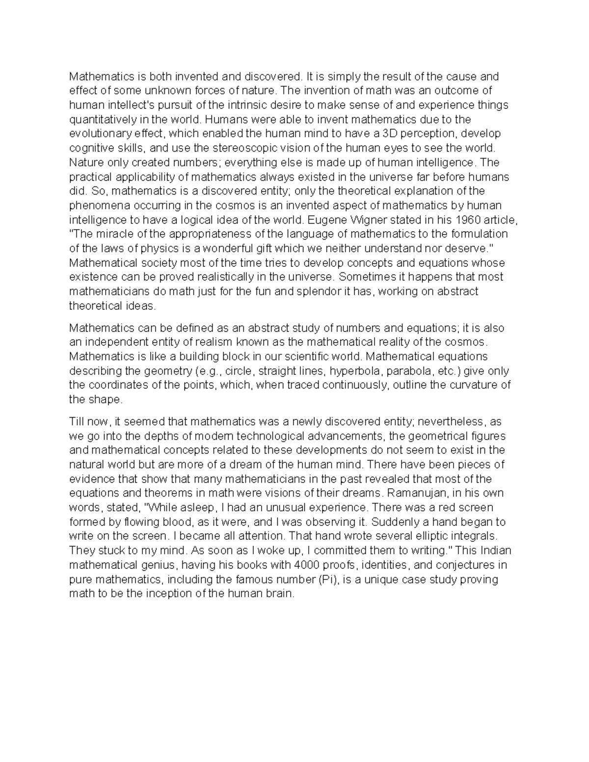 01 math mystery - Mathematics is both invented and discovered. It is ...