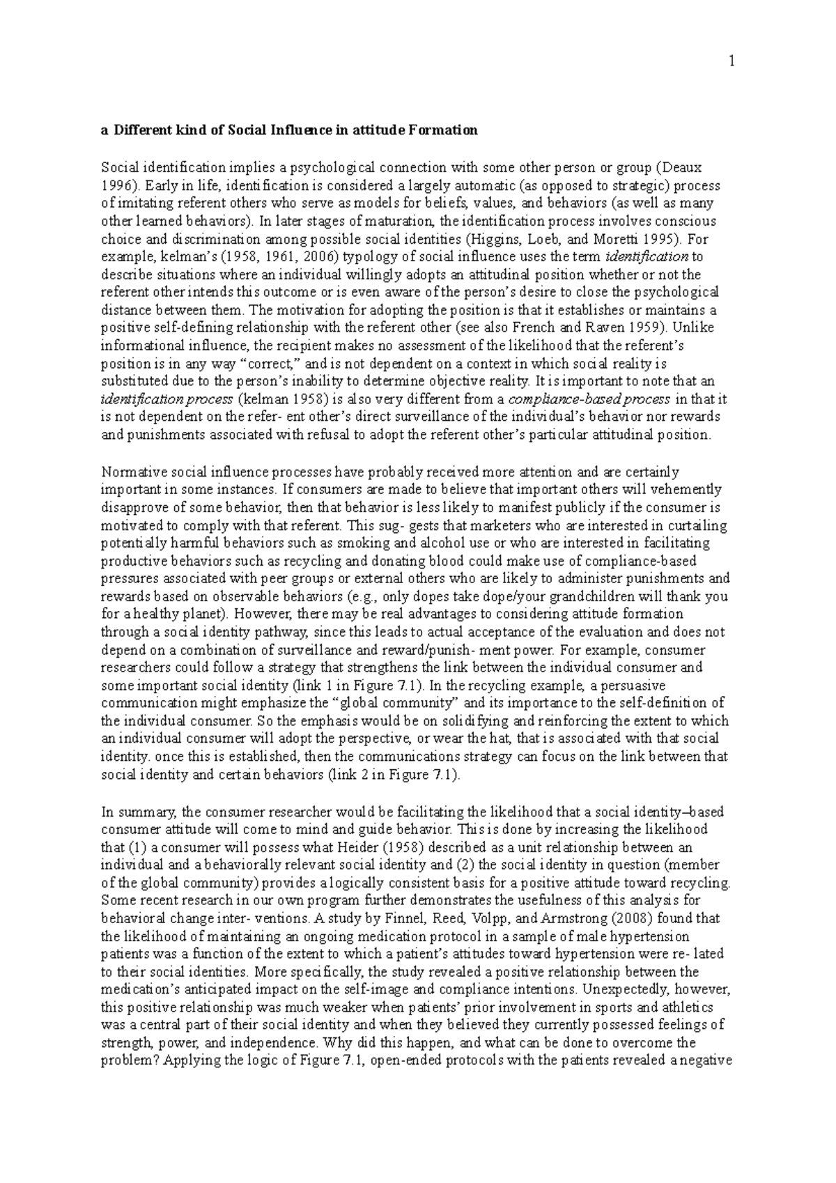 Notes-3 - Different kind of Social Influence in attitude Formation - 1 ...