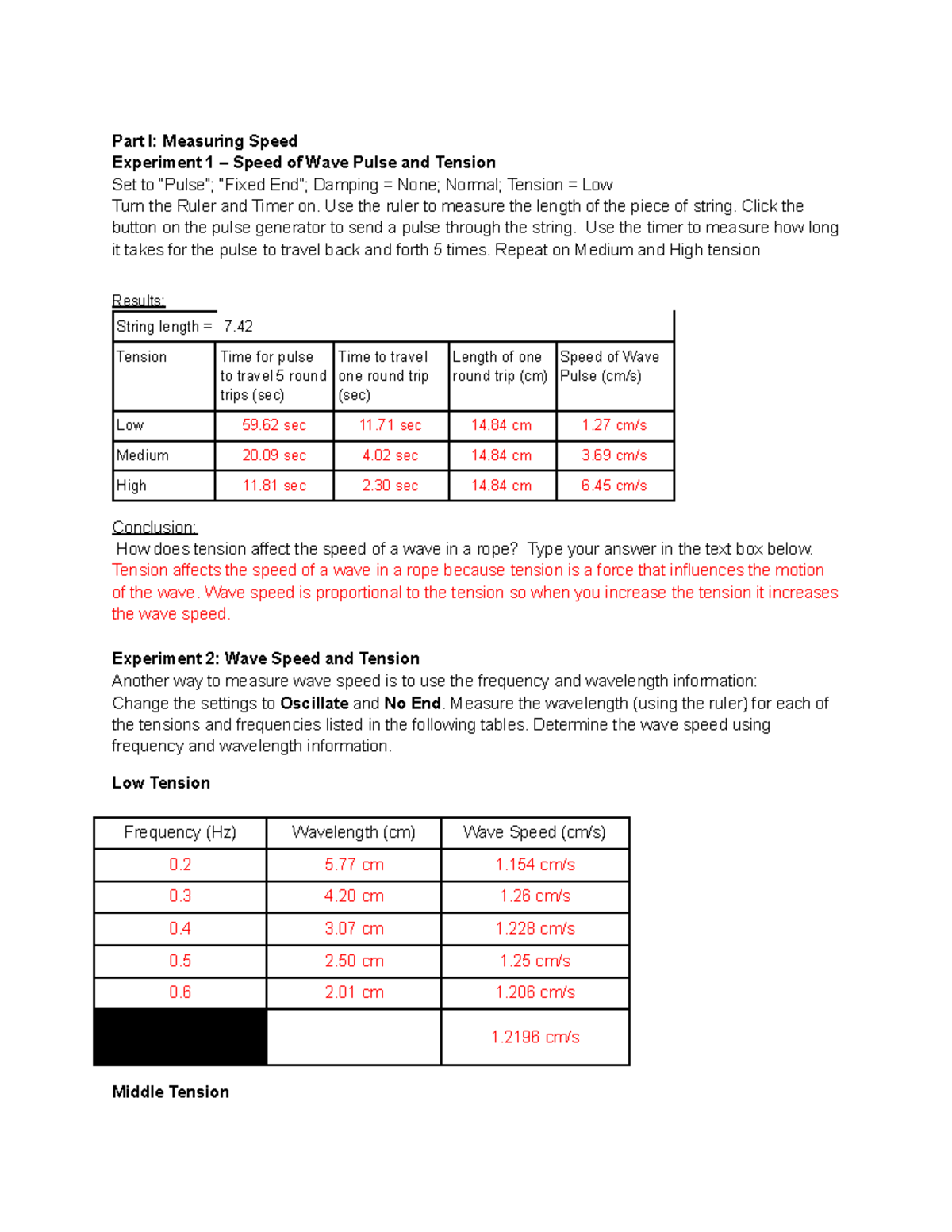 Physics lab #6 - lab - Part I: Measuring Speed Experiment 1 – Speed of ...