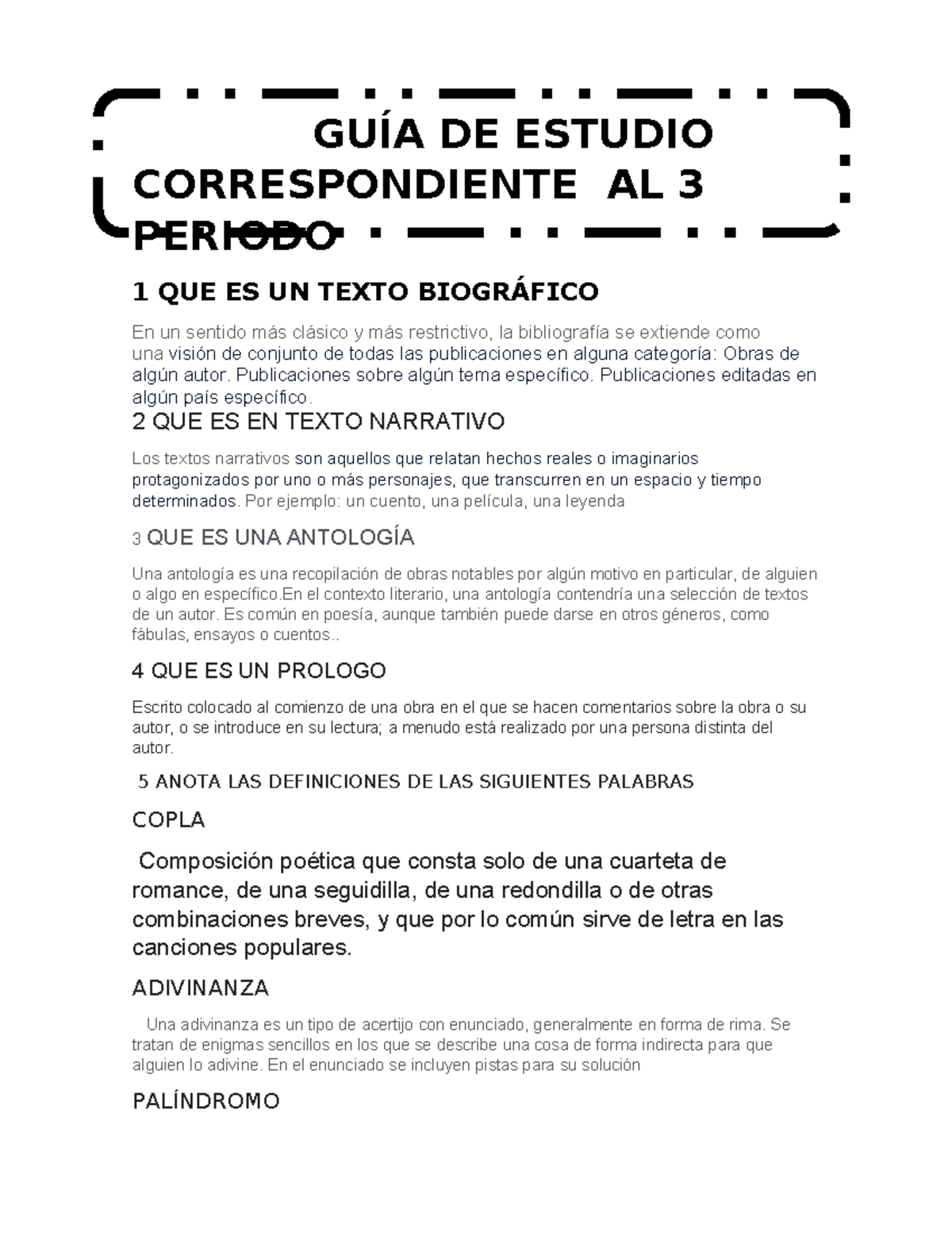 3 periodo - ESPERO LES AYUDE - GUÍA DE ESTUDIO CORRESPONDIENTE AL 3 PERIODO 1 QUE ES UN TEXTO ...
