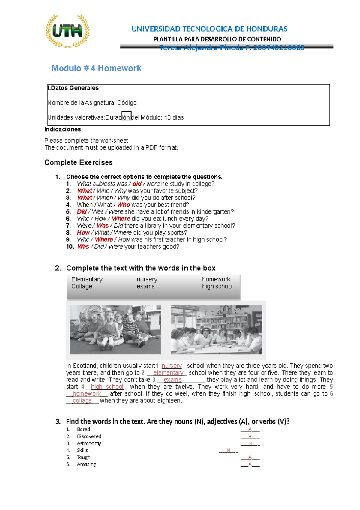 Ejercicios practicos resueltos del Module-4-Homework-English-4 1 - I ...