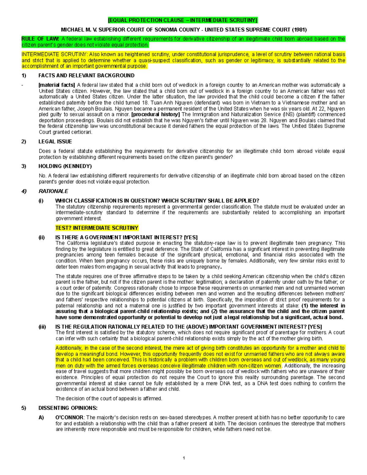 Case brief Nguyen v. Immigration - (ConLaw - case brief and class notes ...