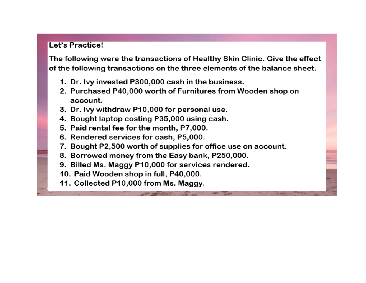 Healthy-Skin-clinic sample-of-transactions - Secondary Education - StuDocu