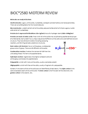 BIOC 2580 Final Study Notes - BIOC*2580 Final Study Notes Lipids ...