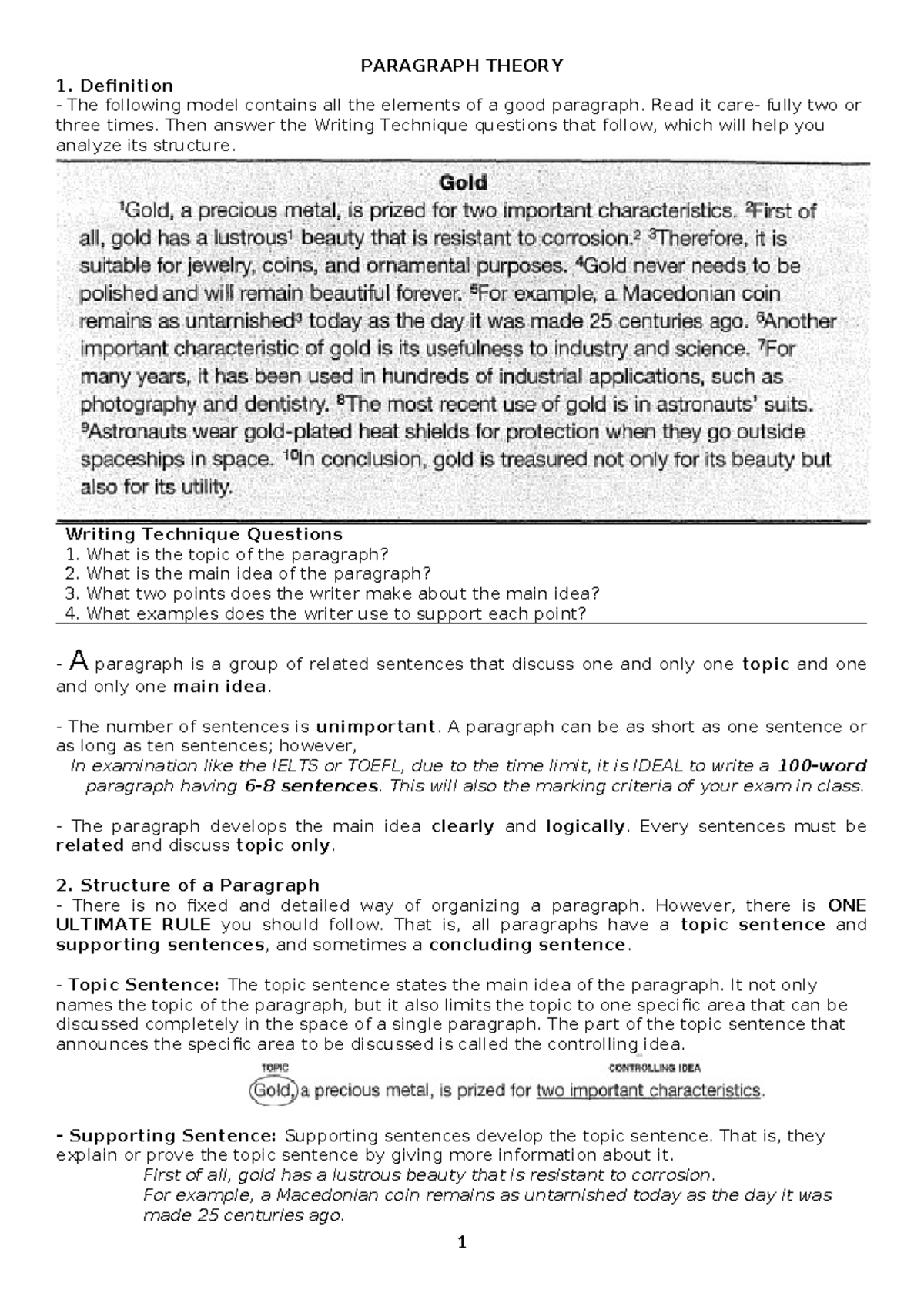 Paragraph Teacher - PARAGRAPH THEORY 1. Definition The following model ...