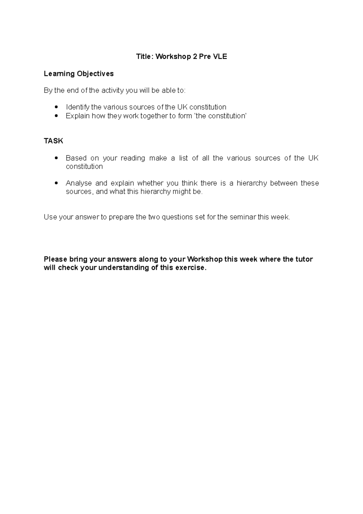 Pre-Workshop 2 Activity - Title: Workshop 2 Pre VLE Learning Objectives ...