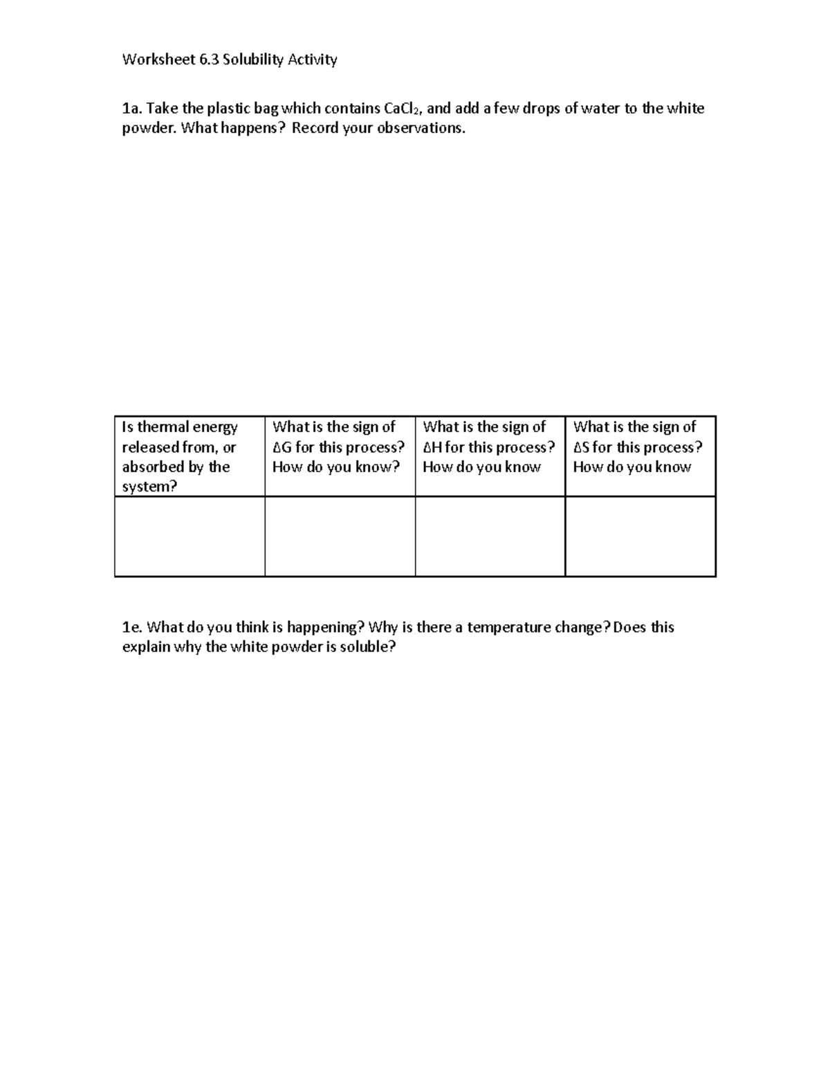 Worksheet+6 - It is assignment of this - Worksheet 6 S olubility ...