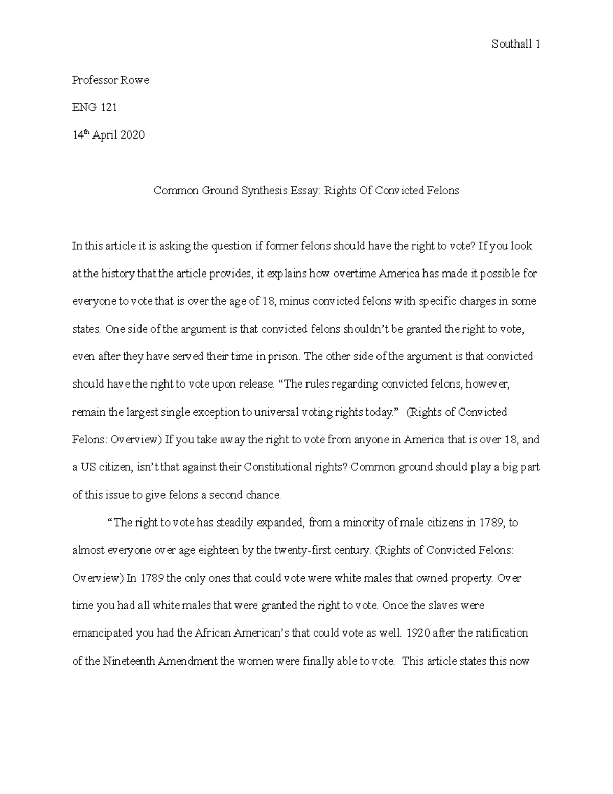 Common Ground Synthesis Essay - One side of the argument is that ...