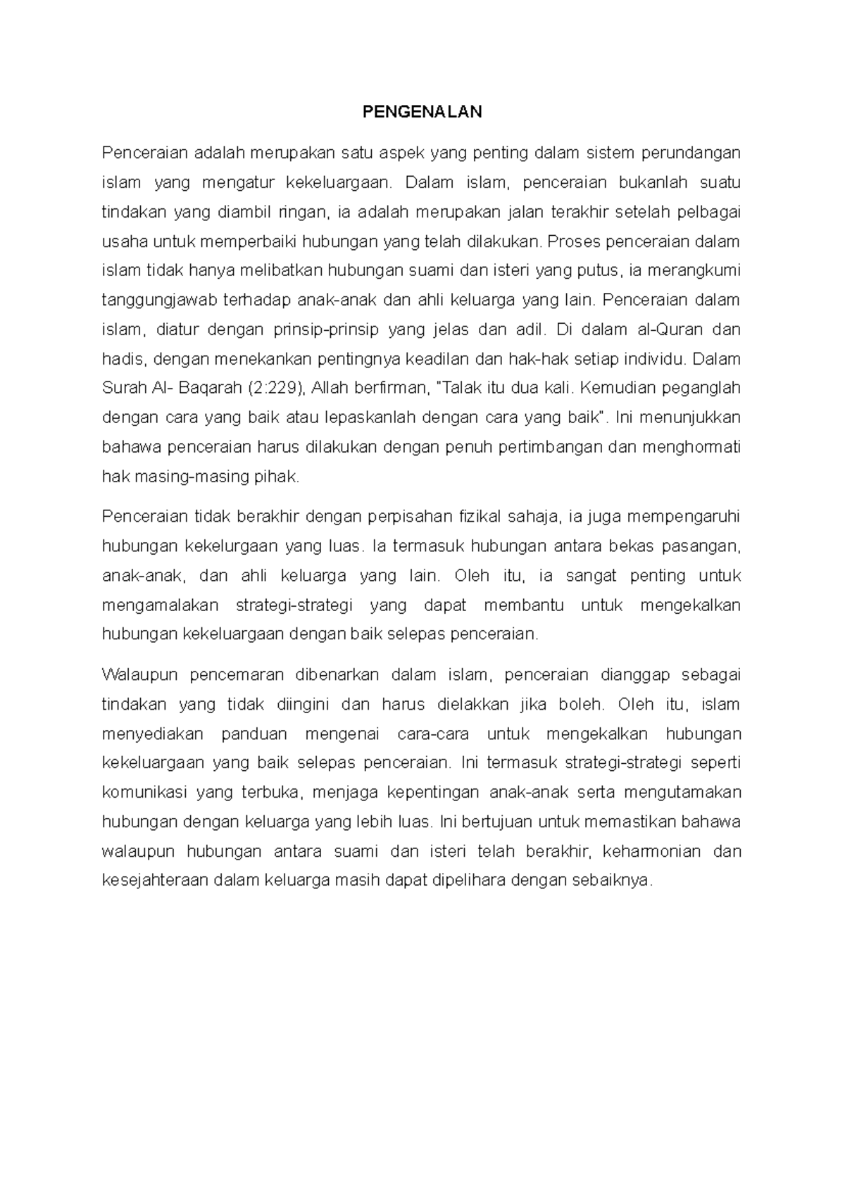 Isu-isu - Isu-isu penceraian - PENGENALAN Penceraian adalah merupakan ...