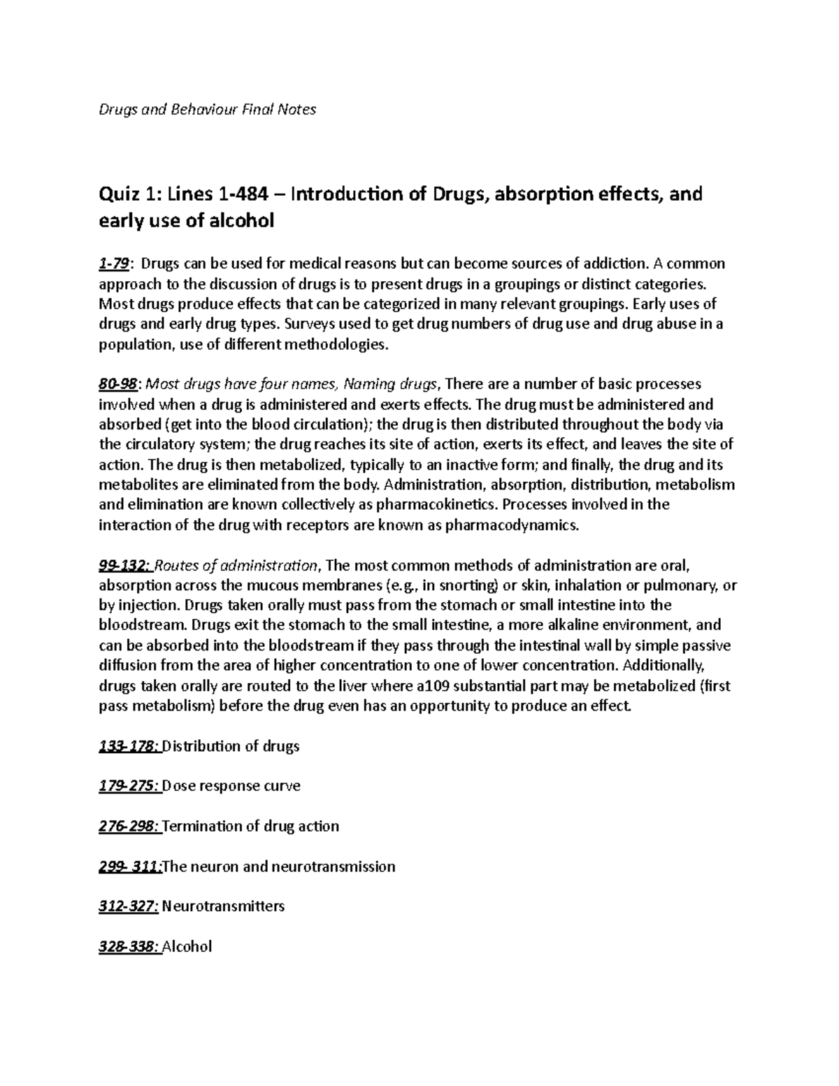 Drugs and Behaviour Final Notes - A common approach to the discussion ...