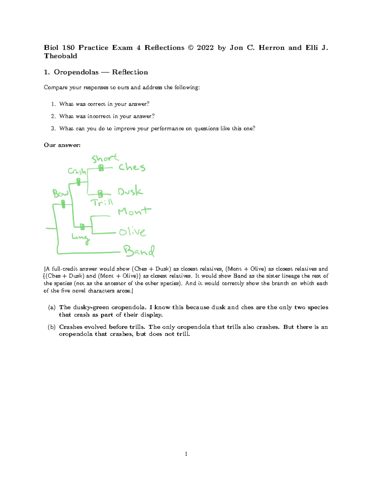Pe4-2022spr-reflections revised - Biol 180 Practice Exam 4 Reflections © 2022 by Jon C. Herron ...