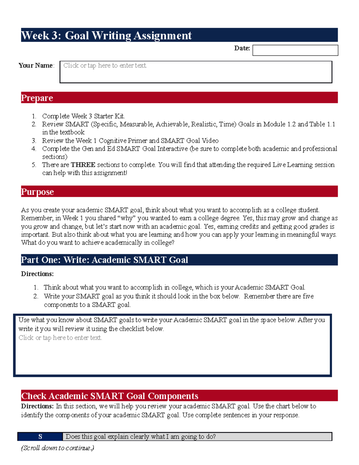Week 3 Goal Writing Assignment template - Week 3: Goal Writing ...