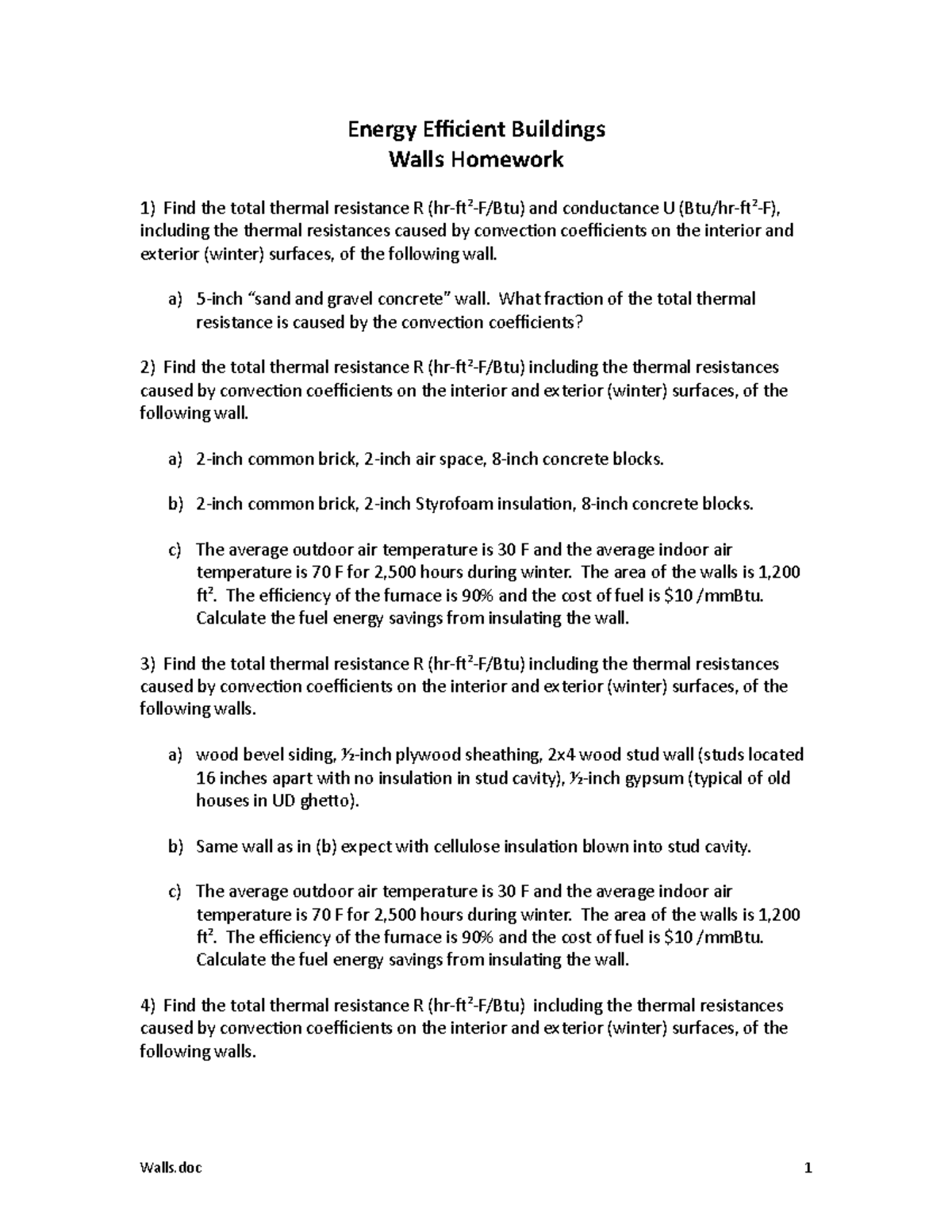 2011-2012 Homework 2 - Walls - Energy Efficient Buildings Walls ...