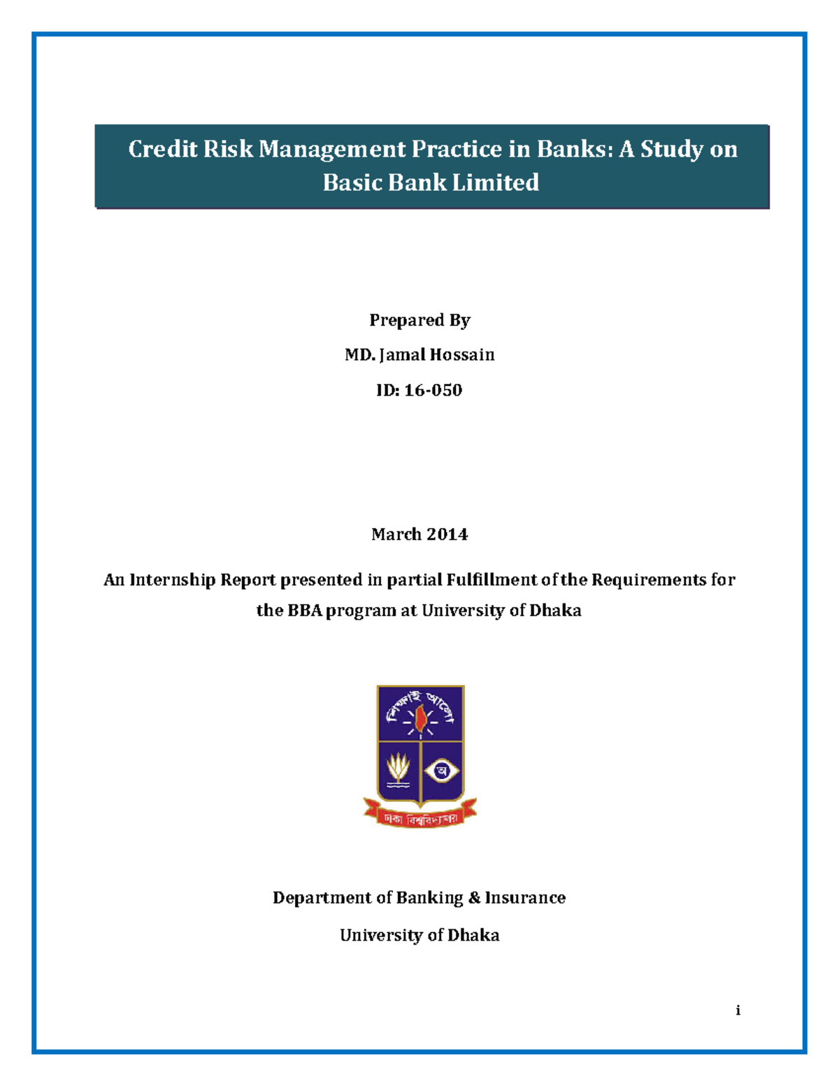 Internship Report CRM Practice of Basic - Prepared By MD. Jamal Hossain ...