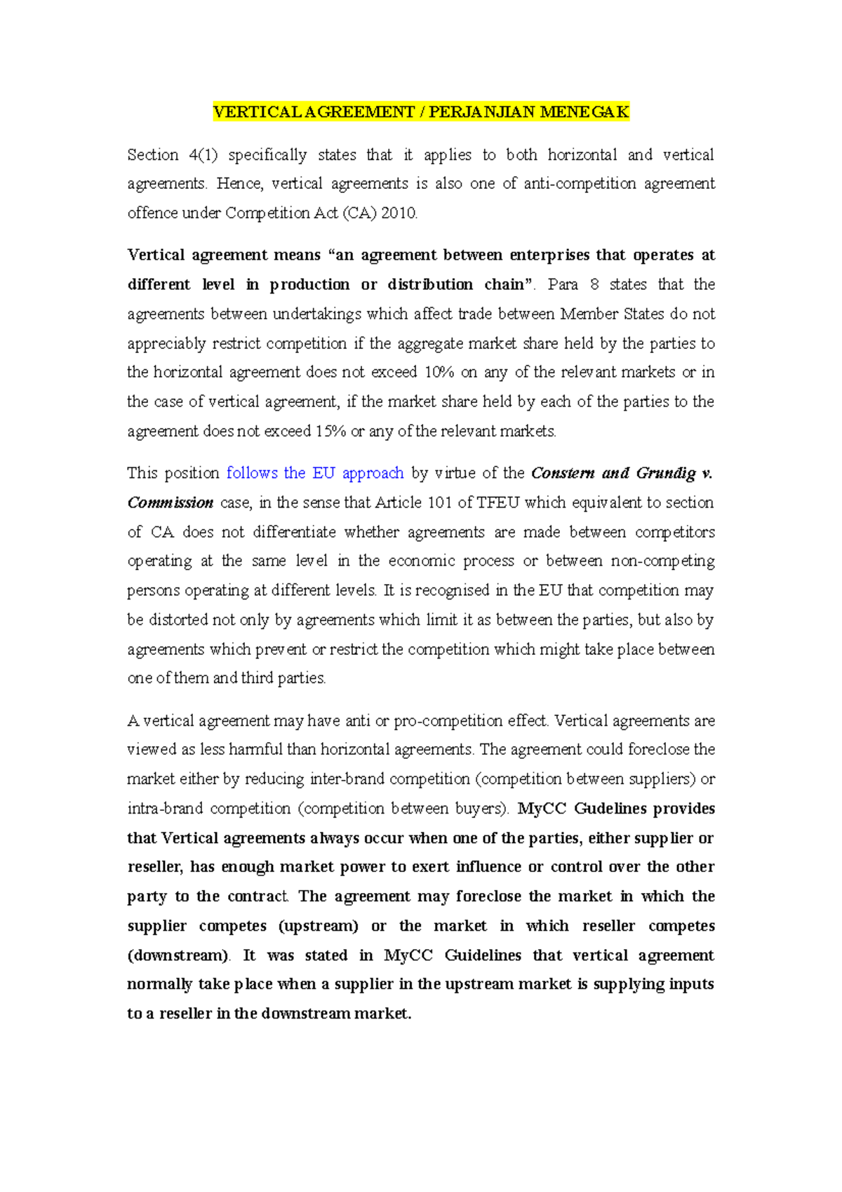 Vertical Agreement - VERTICAL AGREEMENT / PERJANJIAN MENEGAK Section 4 ...