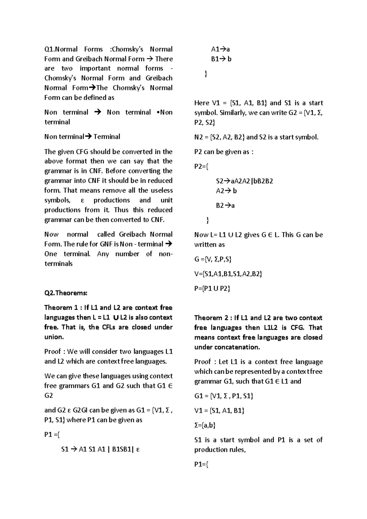 TOC End Sem 2023-Micro (Fly High Inc.) - Q 1 .Normal Forms :Chomsky's ...