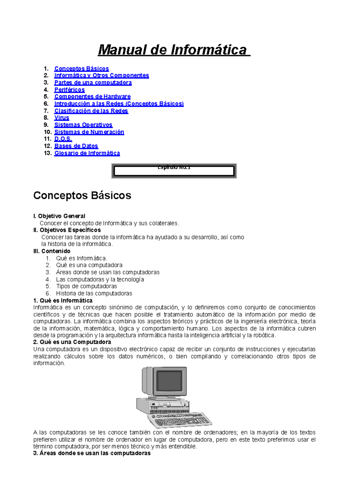 Manual de informática - Capitulo No. Manual de Informática 1. Conceptos ...