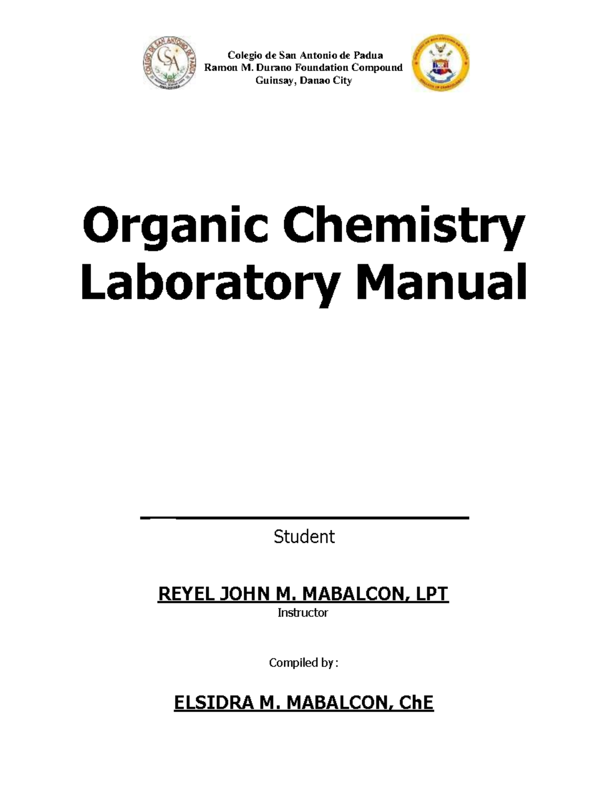 Revised Organic CHEM 1ST Batch - Ramon M. Durano Foundation Compound ...