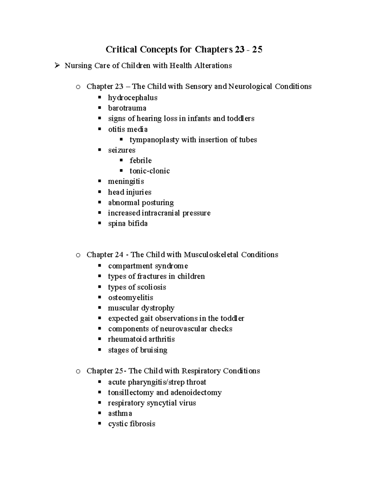 Critical Concepts for Chapters 23-25 - Studocu