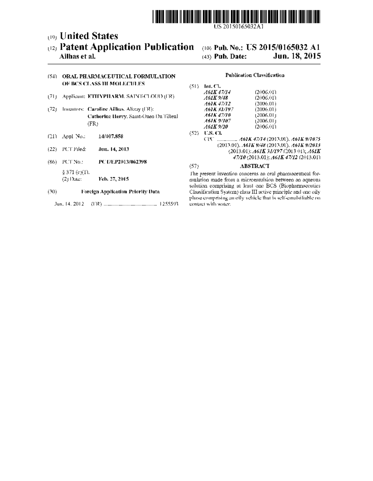 US2015 0165032 A1 - Patents - (19) United States (12) Patent ...