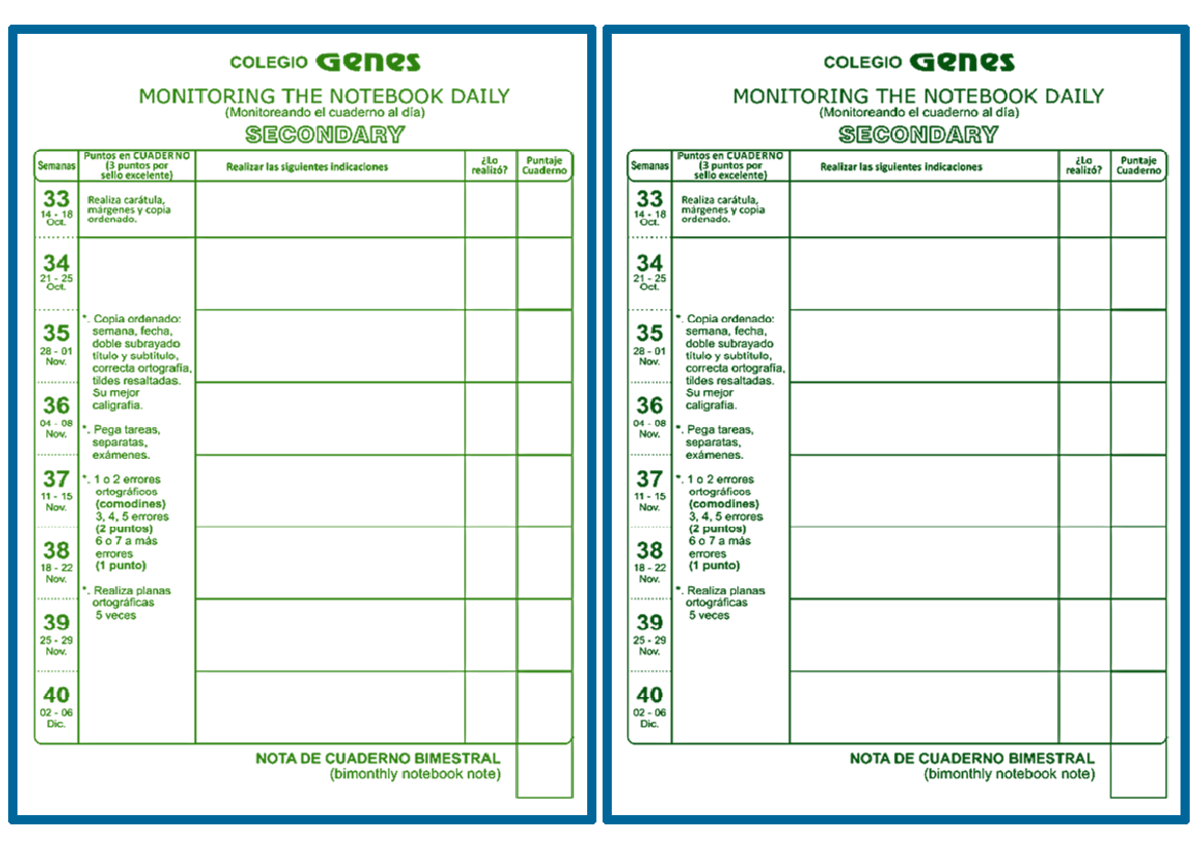 Notas - asignatura - COLEGIO Genes COLEGIO Genes MONITORING THE ...