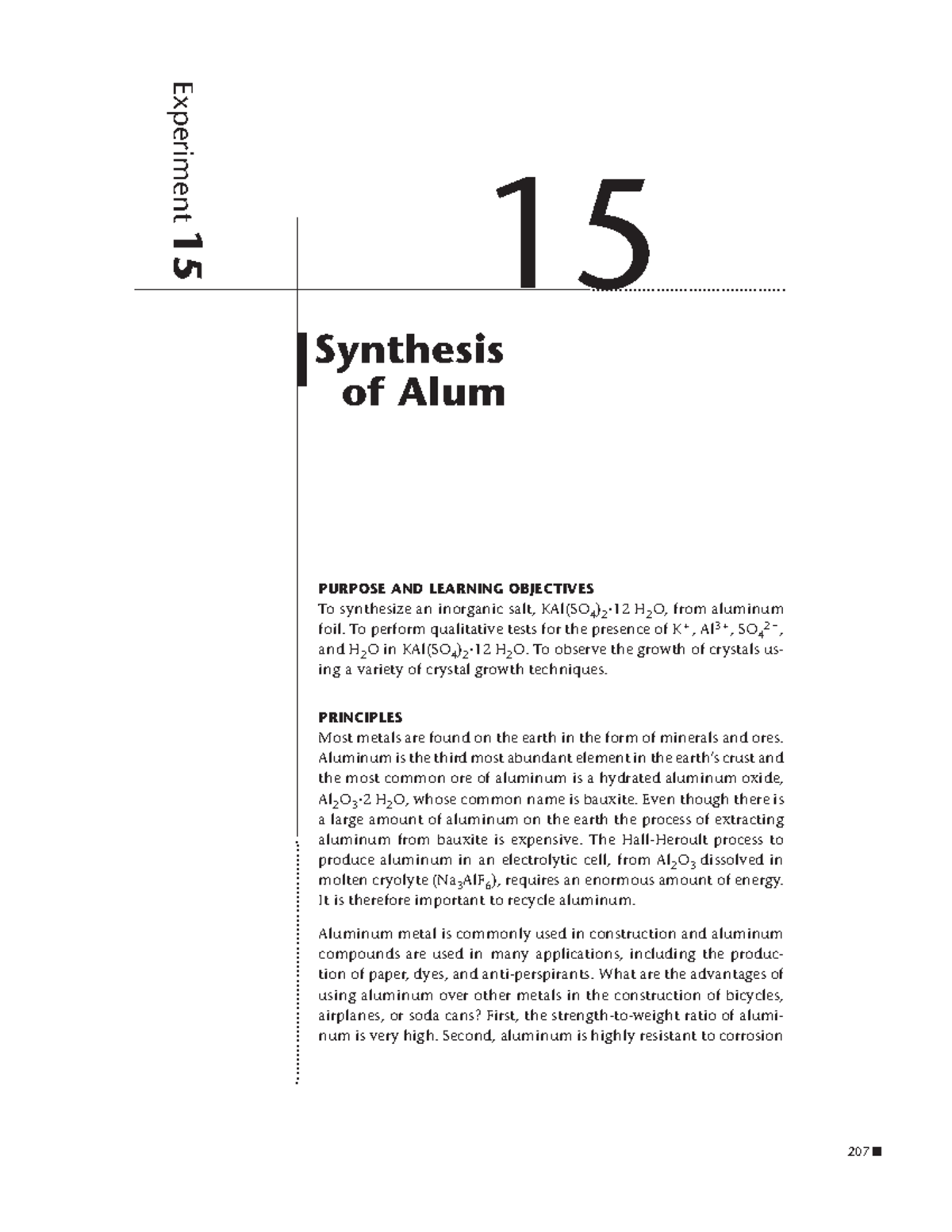 Exp. 15 Synthesis of Alum S20 - Experiment 15 15 Synthesis of Alum ...