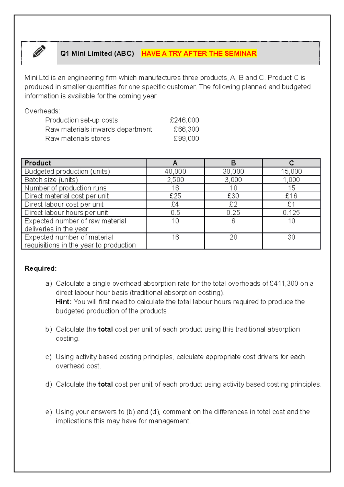 POST Seminar Extra ABC Questions - BF2224 - Aston - Studocu