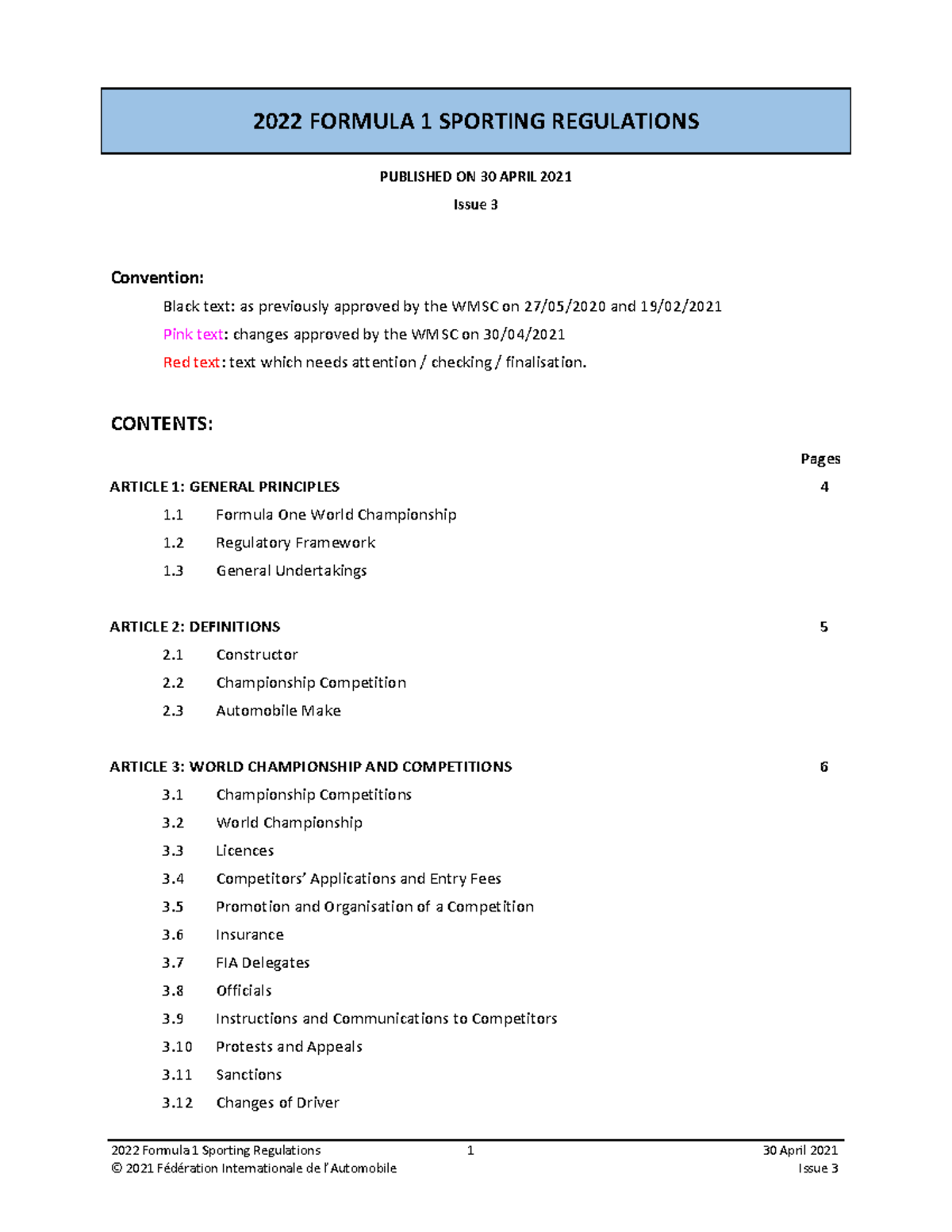 2022 formula 1 sporting regulations - iss 3 - 2021-04-30 - 2022 Formula ...
