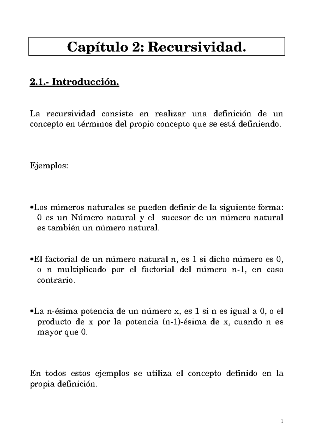 Recursividad - Mejorar los datos - Capítulo 2: Recursividad. 2 ...