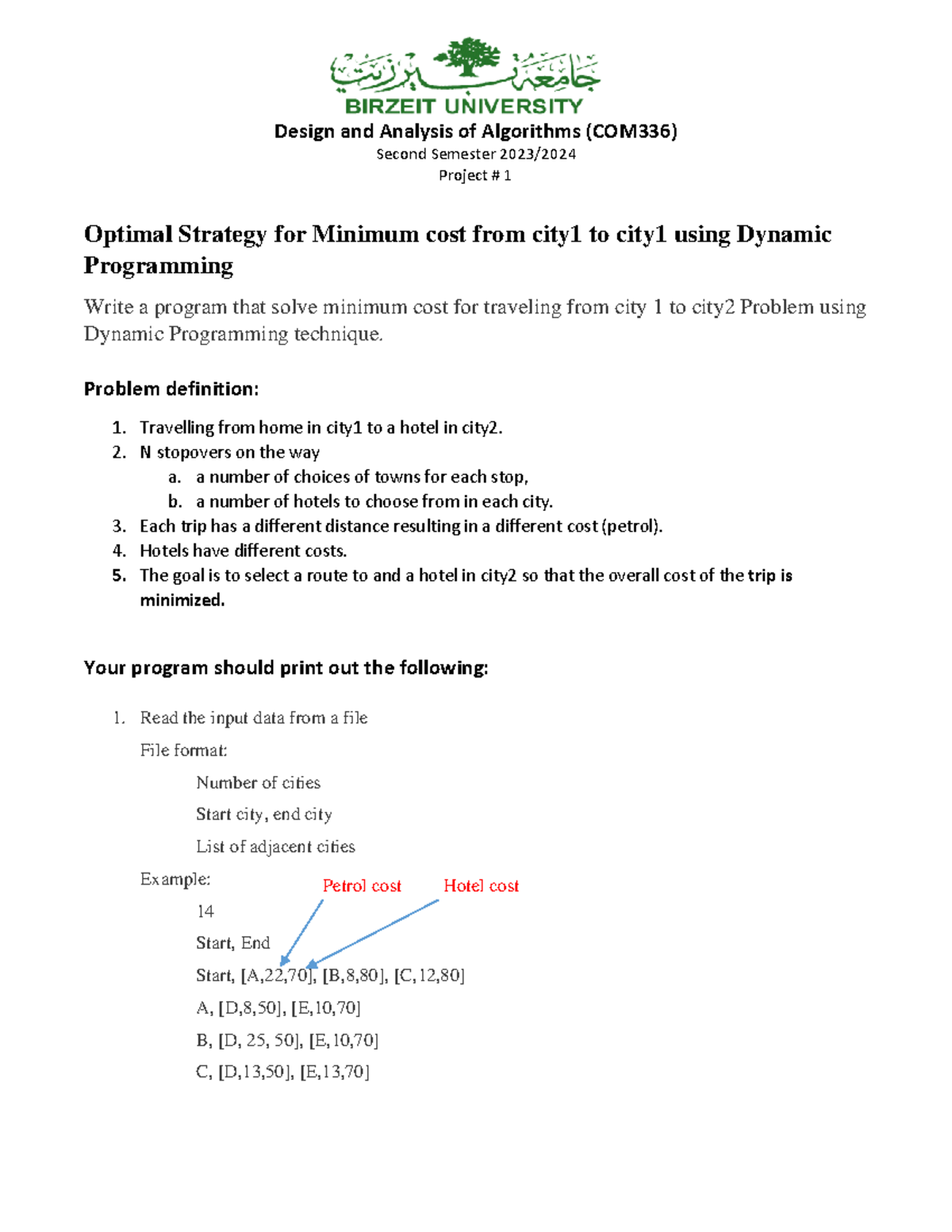 First Project DP 2 2024 - Hdhd - Design and Analysis of Algorithms ...