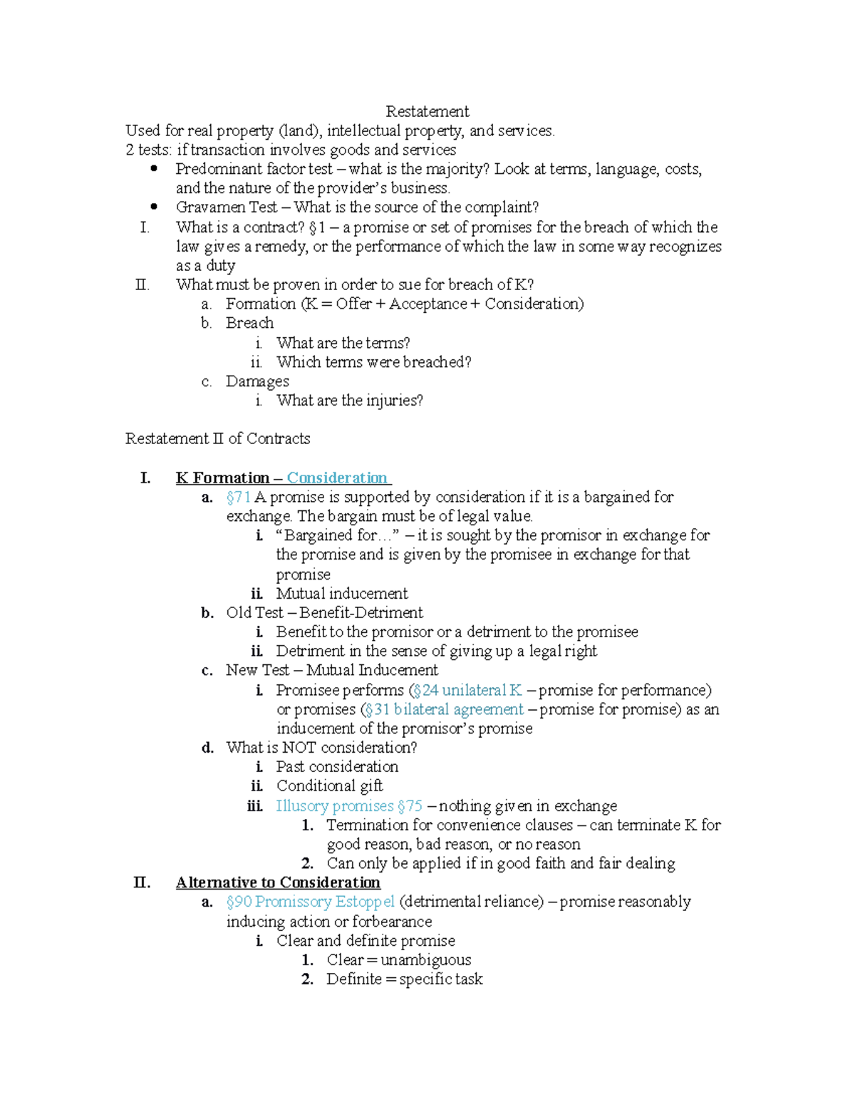 K Final Outline for Restatement - Restatement Used for real property ...