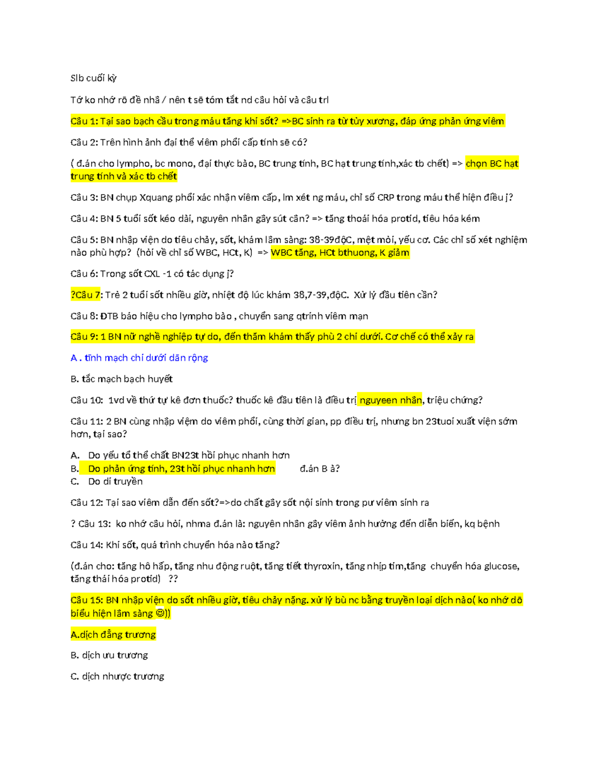 SLB cuối kỳ Hưng note - dđâ - Slb cuối kỳ Tớ ko nhớ rõ đề nhâ / nên t sẽ tóm tắt nd câu hỏi và ...
