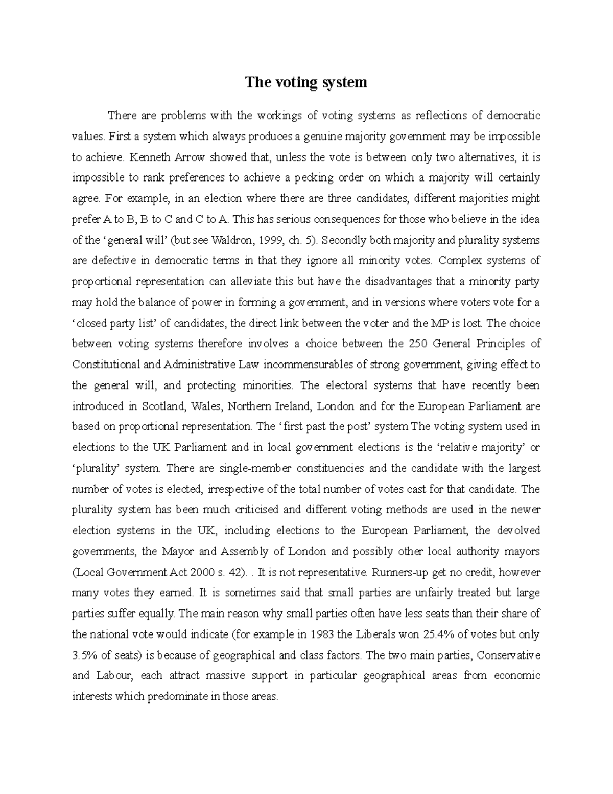 The voting system - The voting system There are problems with the ...