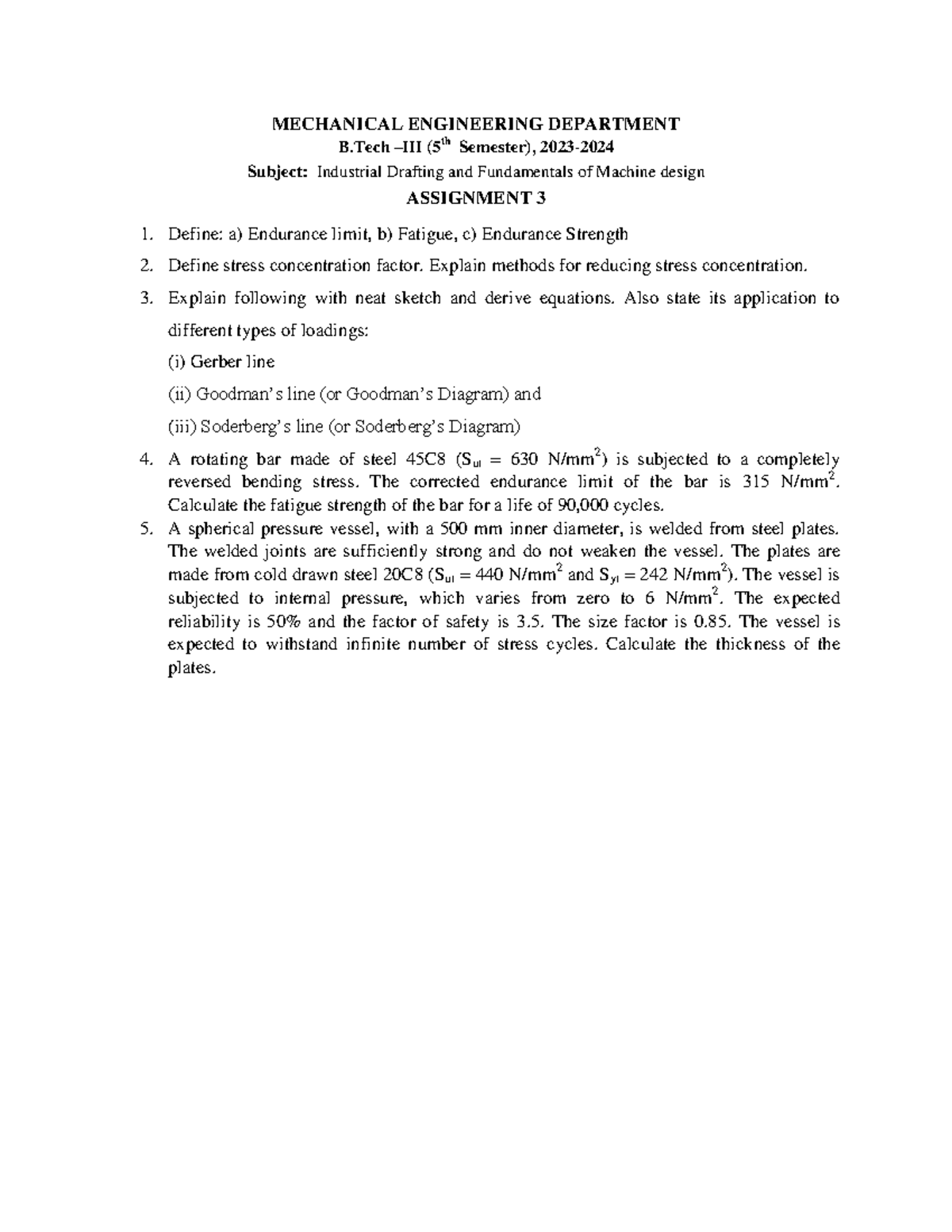 Assignment - ssjbfsiubgjgbioeniandinkxan aeipnf - MECHANICAL ...