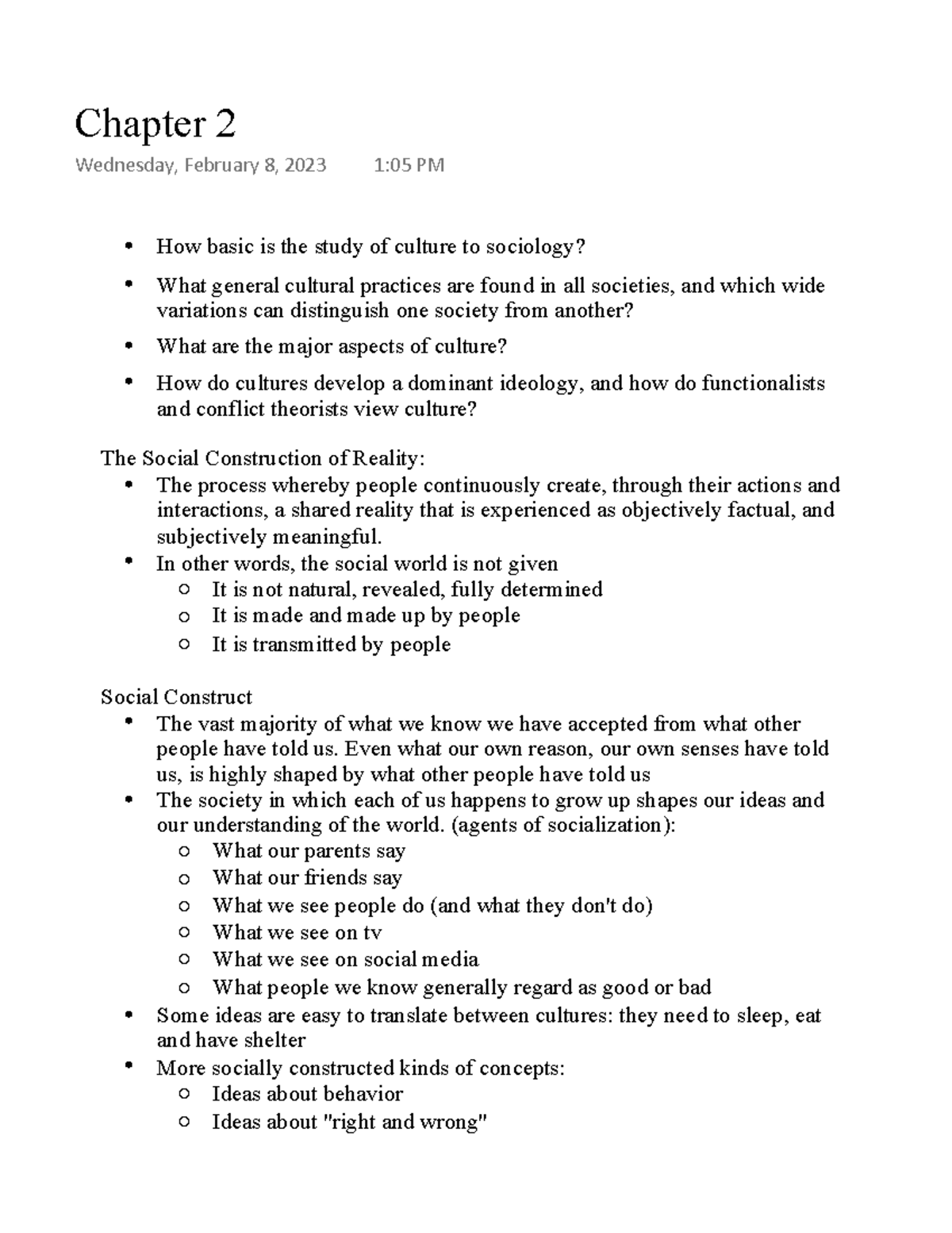 Soci- Chapter 2 - How basic is the study of culture to sociology? What ...