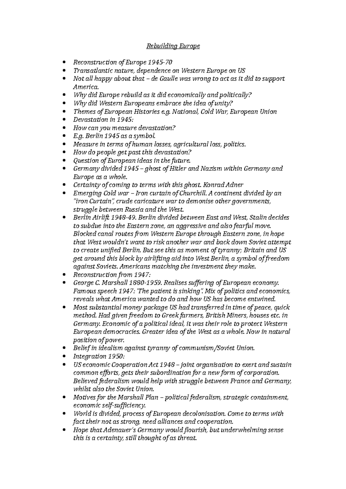 Rebuilding Europe - Lecture notes 16 - Rebuilding Europe Reconstruction ...