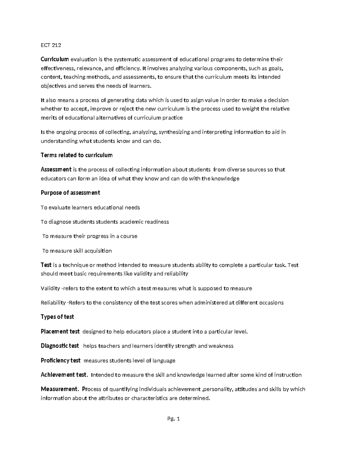 ECT 212 Curriculum Evaluation Topic 8-1 - ECT 212 Curriculum evaluation ...