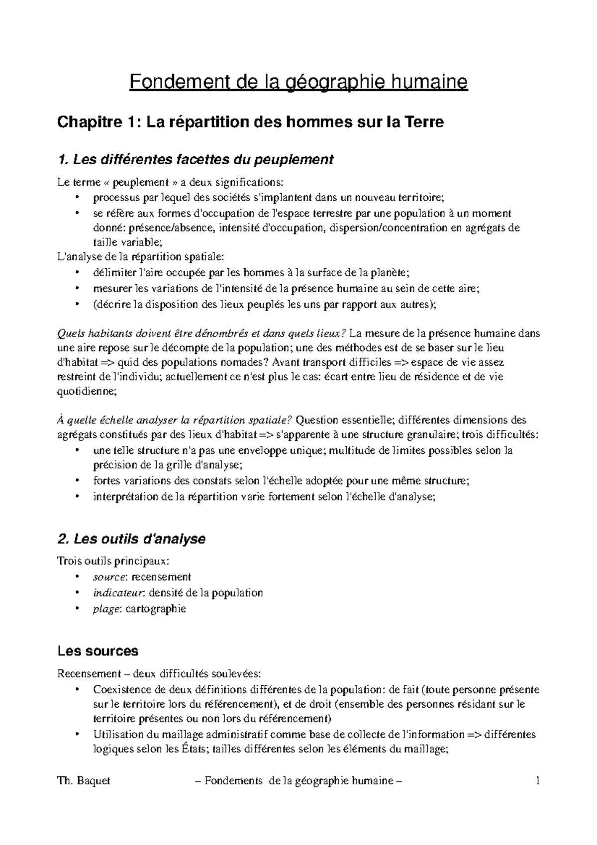 Resume 2009 - résumé - Fondements de la géographie humaine - ULB - Studocu