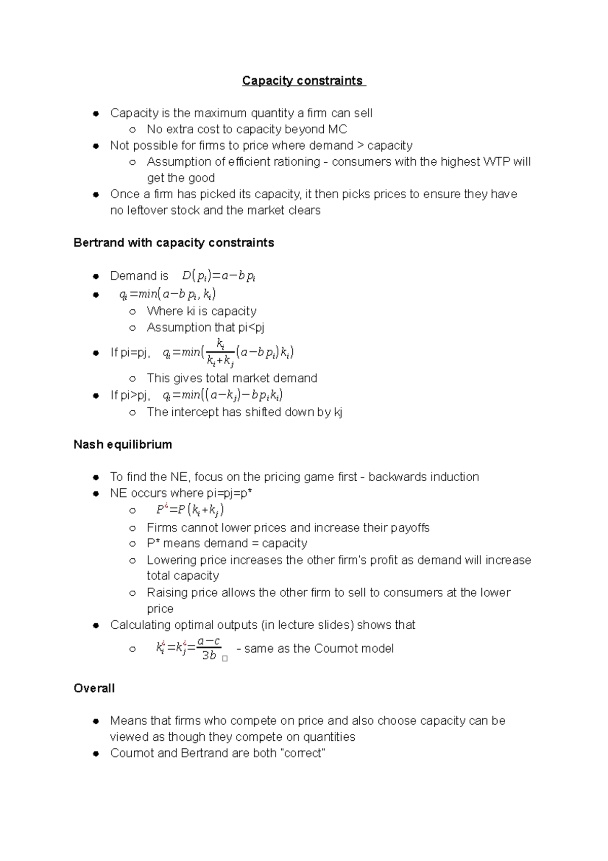 Capacity constraints - Studocu