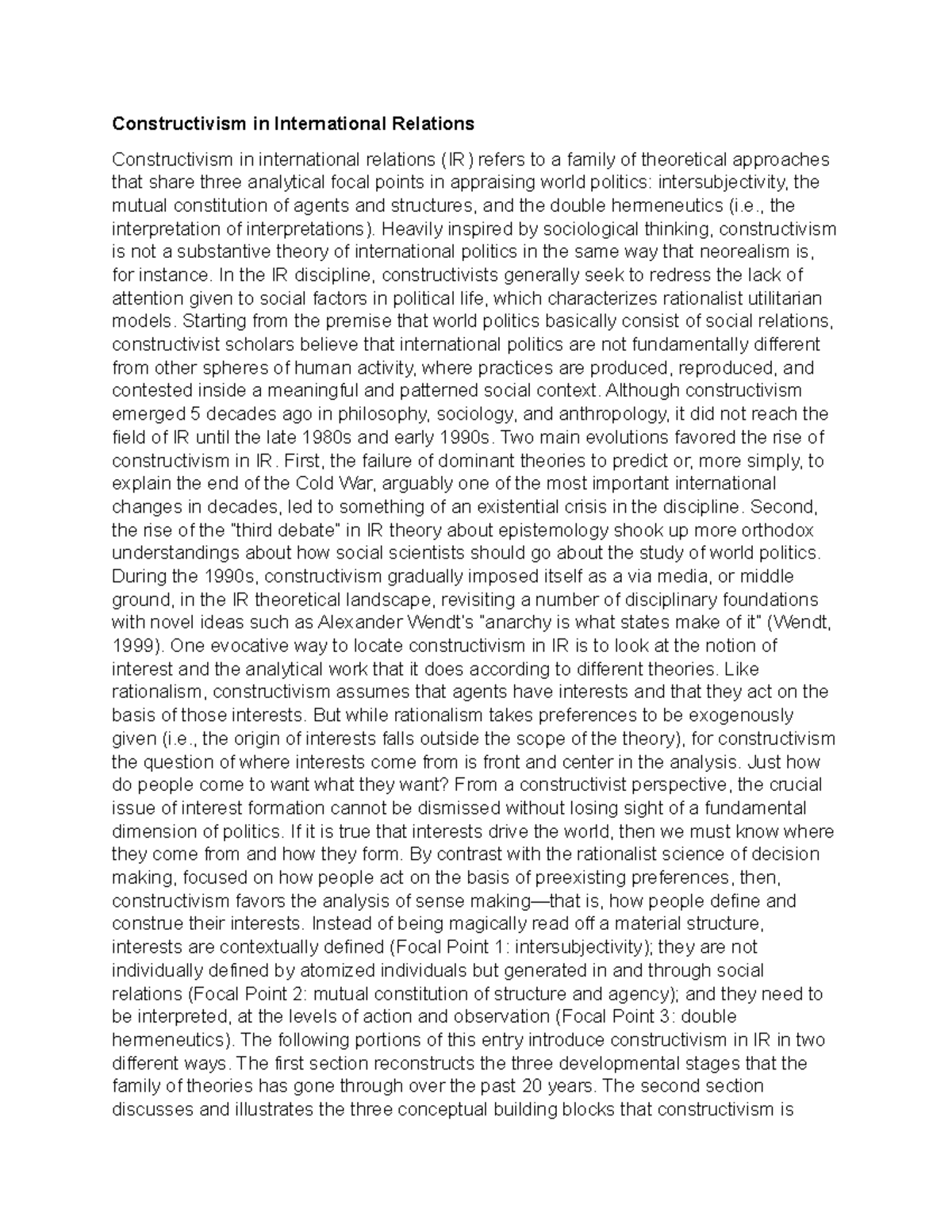 Constructivism in International Relations - Constructivism in ...